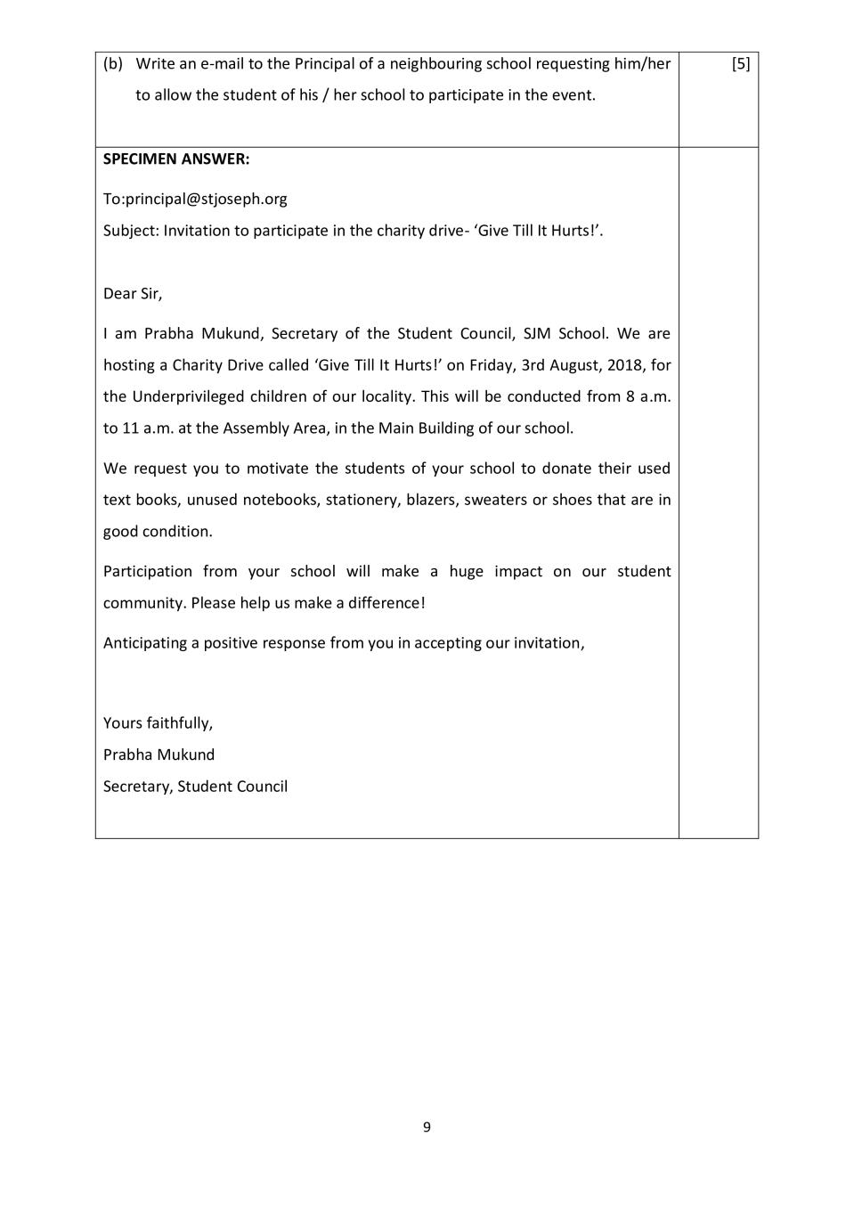 ICSE E mail And Notice Writing Specimen Paper 2023 PDF CISCE Class 