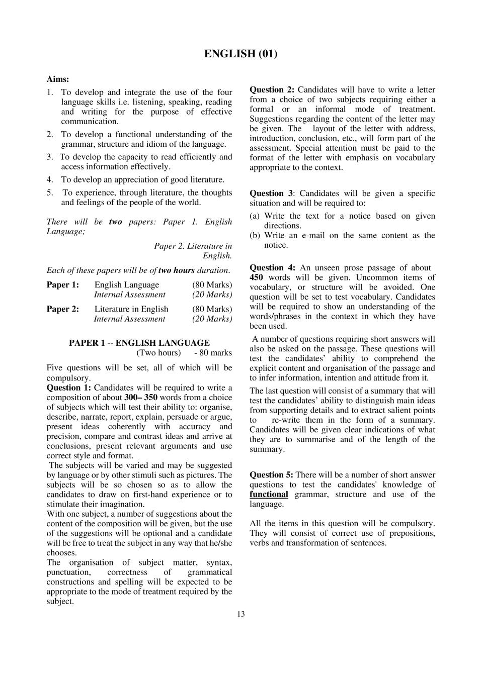 ICSE Class 10 English Syllabus 2020