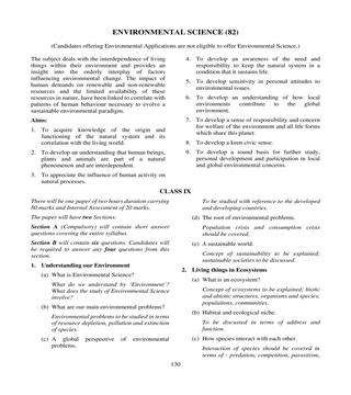 ICSE Class 10 Environmental Science Syllabus 2020