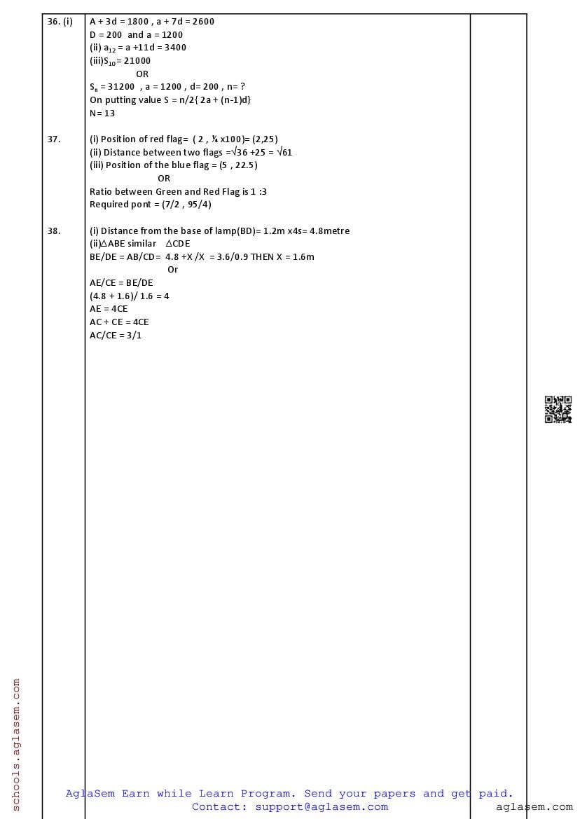 Class 10 Maths Standard Pre Board Question Paper 2025 | Download Pre-Board PYQP PDF - AglaSem