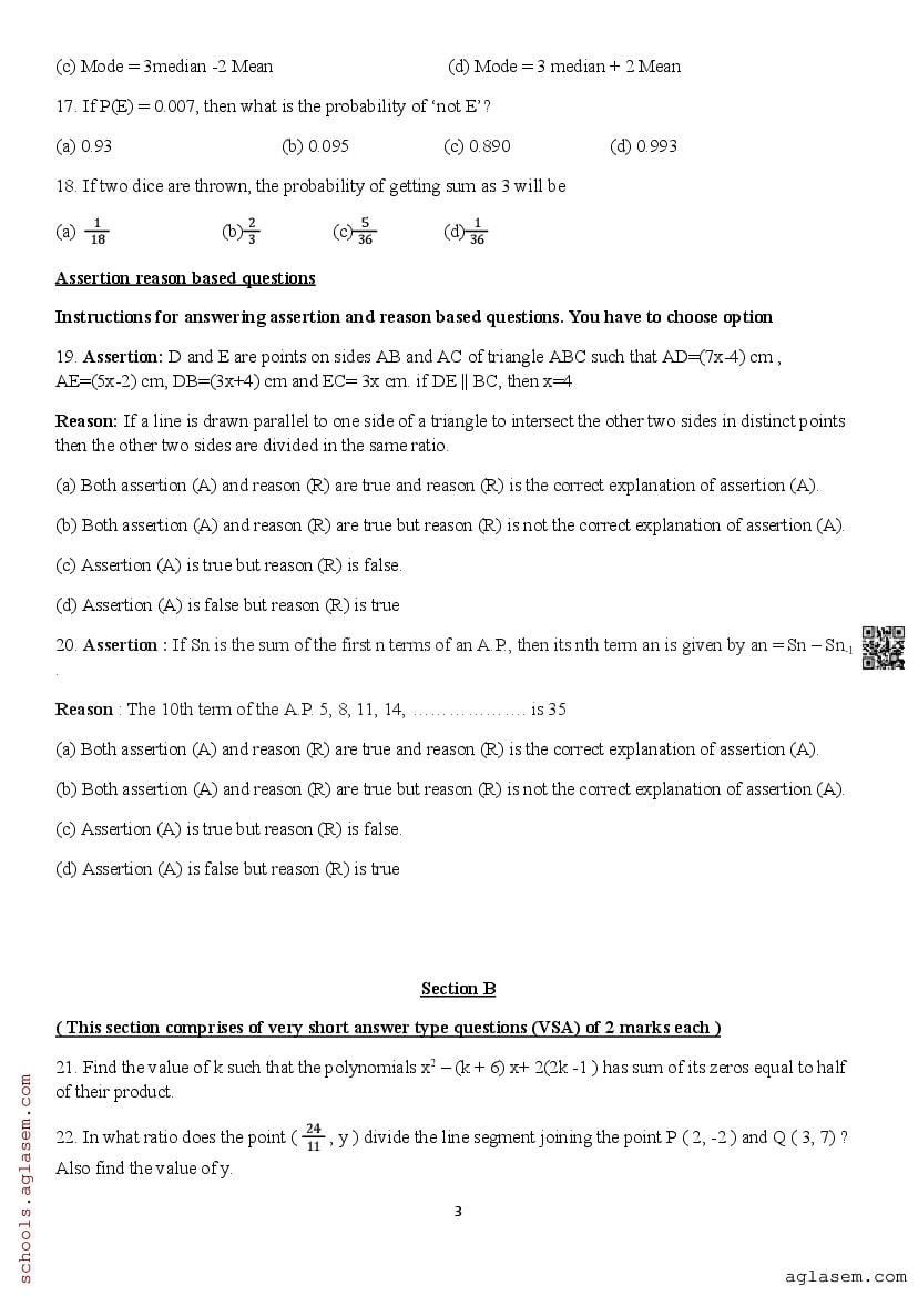 Class 10 Maths Standard Pre Board Question Paper 2025 | Download Pre ...