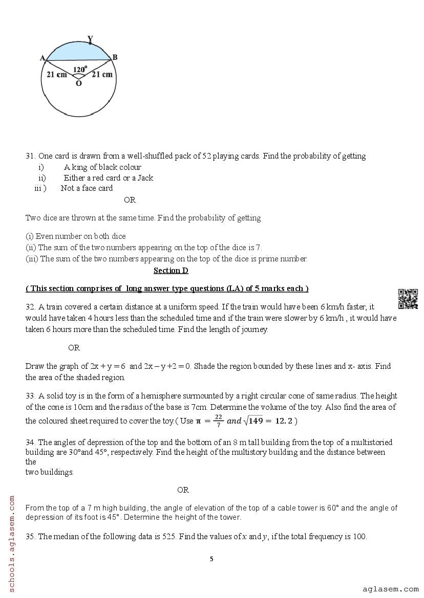 Class 10 Maths Standard Pre Board Question Paper 2025 | Download Pre-Board PYQP PDF - AglaSem