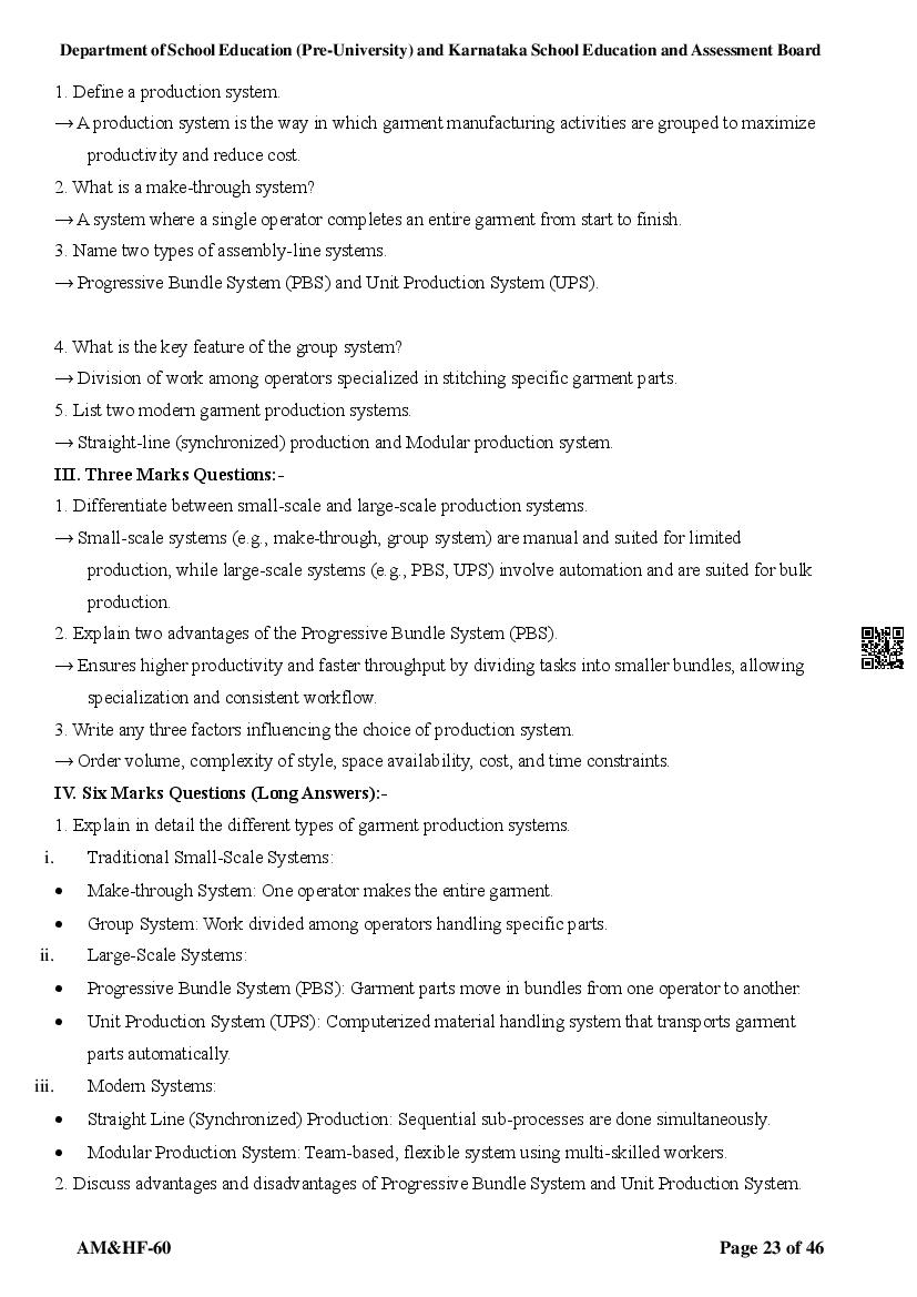 Karnataka II PUC Question Bank for Apparel Made Ups and Home Furnishing ...