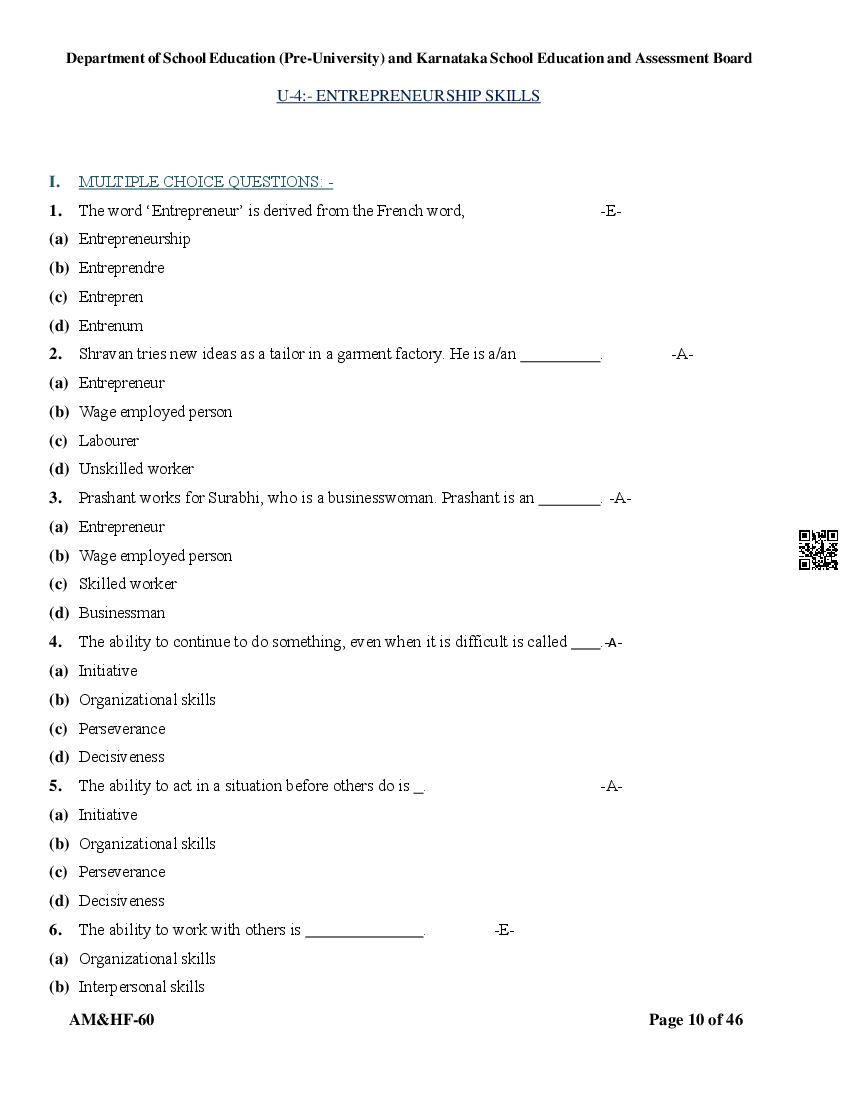 Karnataka II PUC Question Bank for Apparel Made Ups and Home Furnishing ...