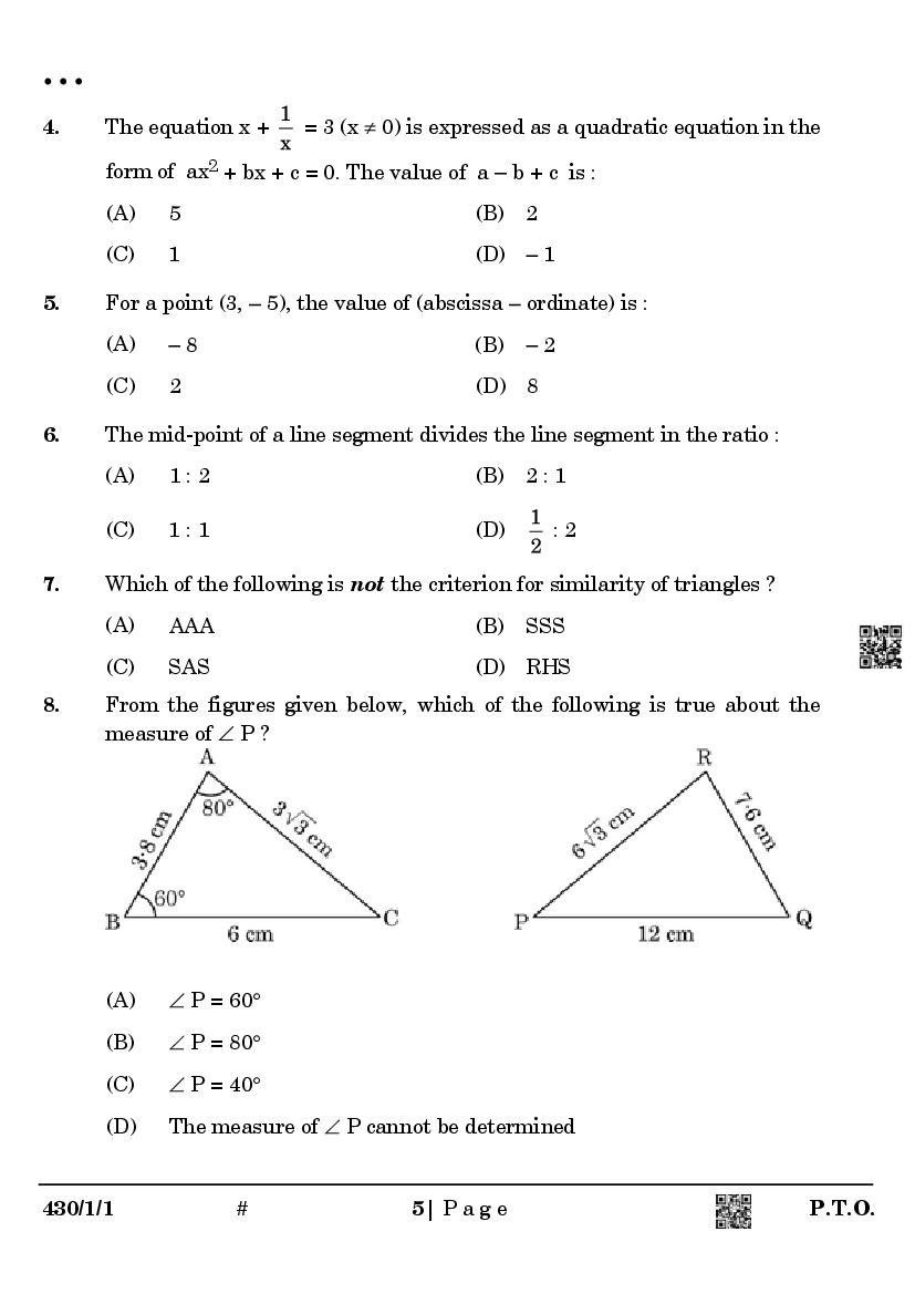 Class 10 Maths Basic Question Paper 2025 (PDF) - Download 10th Std ...