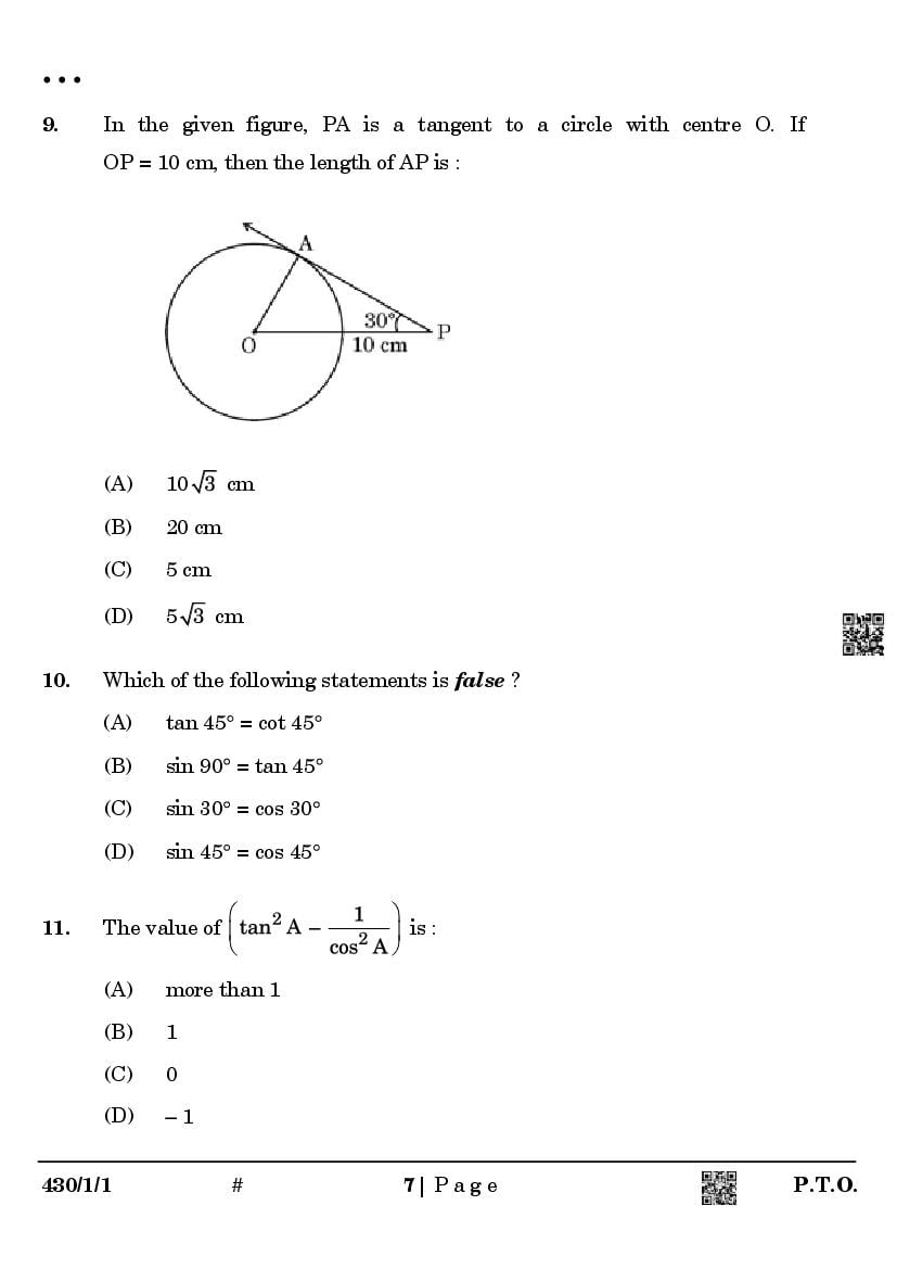 Class 10 Maths Basic Question Paper 2025 (PDF) - Download 10th Std ...