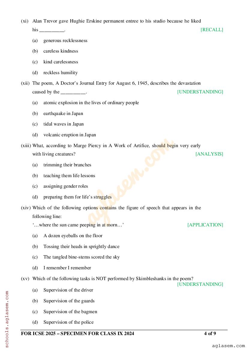 ICSE English Literature Specimen Paper 2025 PDF CISCE Class 9 English ICSE English Literature Specimen Paper 2025 PDF CISCE Class 9 English