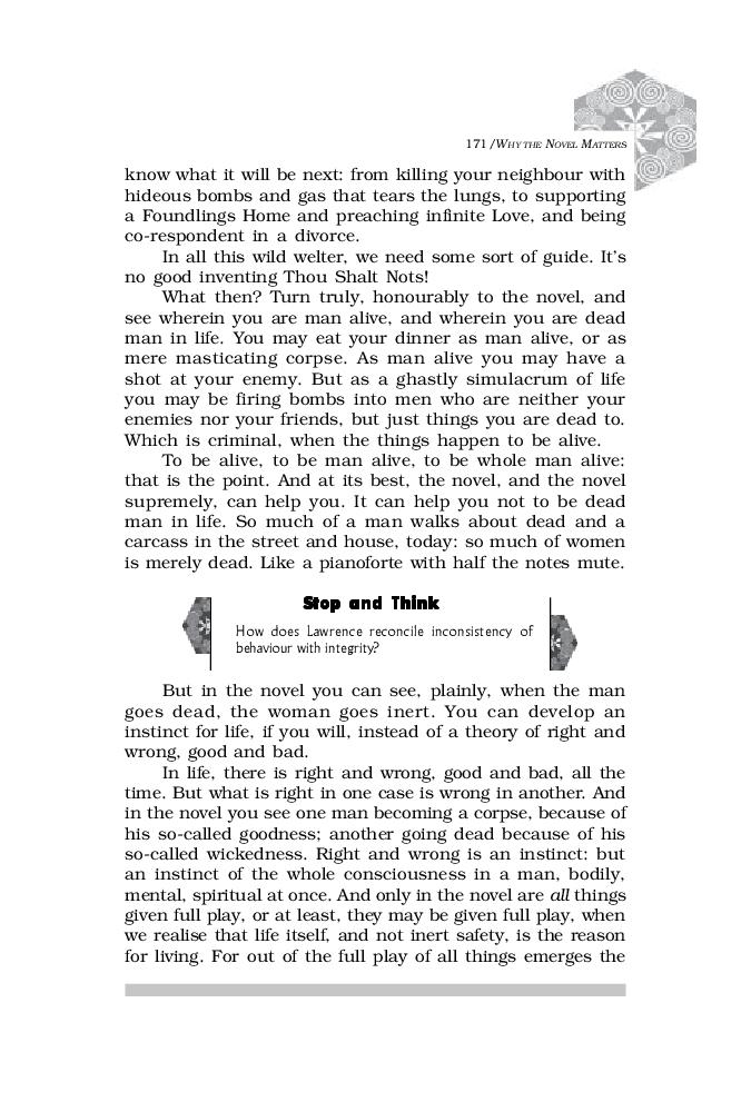NCERT Book Class 12 English Chapter 4 Why The Novel Matters PDF 