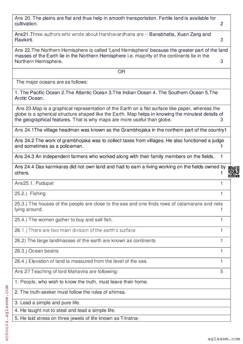 Class 6 Social Science Question Paper 2024 (PDF) - Download 6th Annual ...