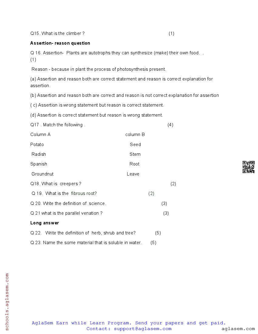 Class 6 PT 1 Question Paper Sciecne 2024-25 | Download Periodic Test 1 ...