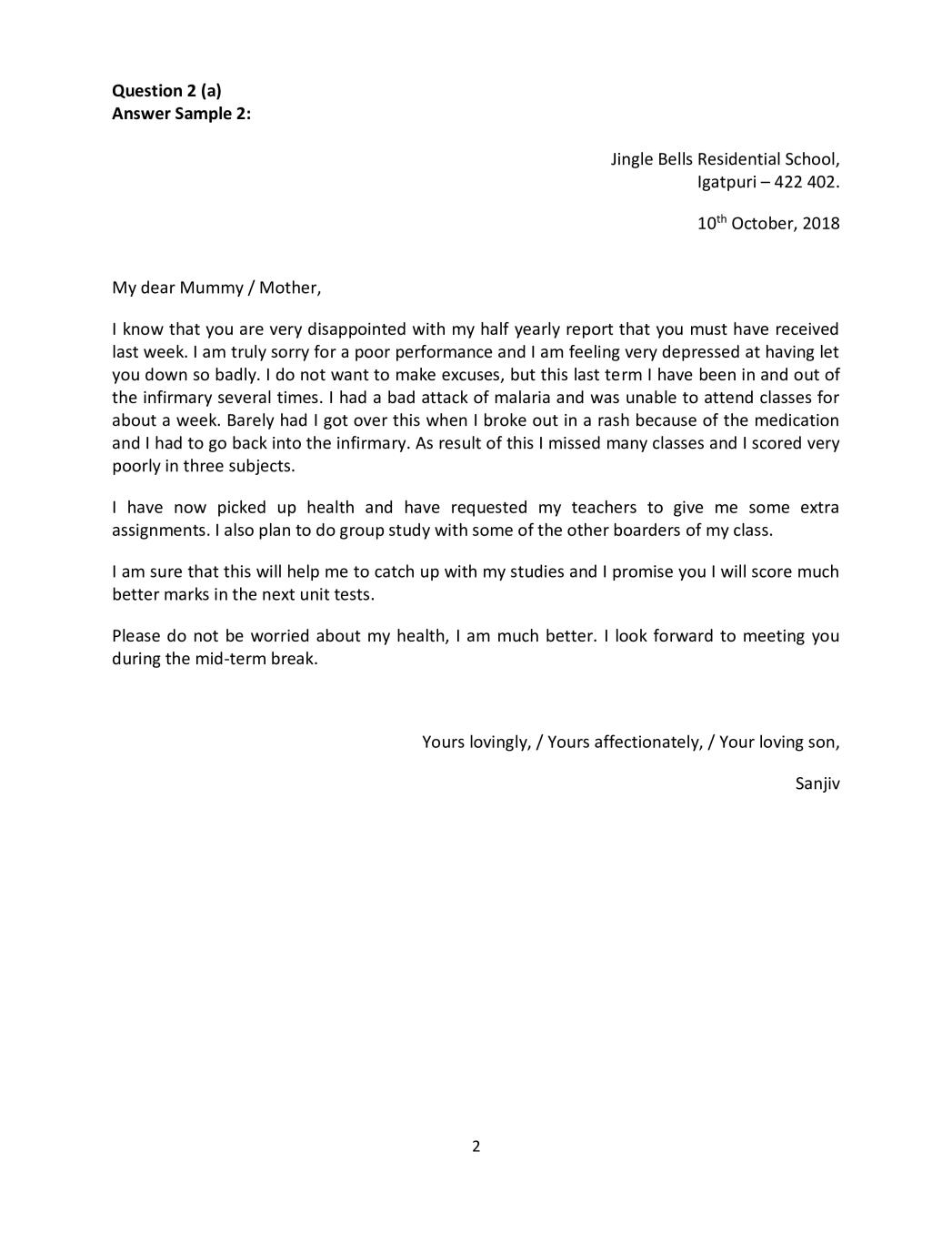 Letter Writing Examples For Class 10 Letter Images And Photos Finder