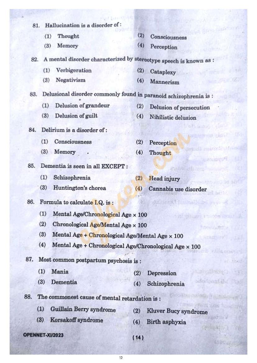 IGNOU Post Basic B Sc Nursing 2023 Question Paper PDF Download Here