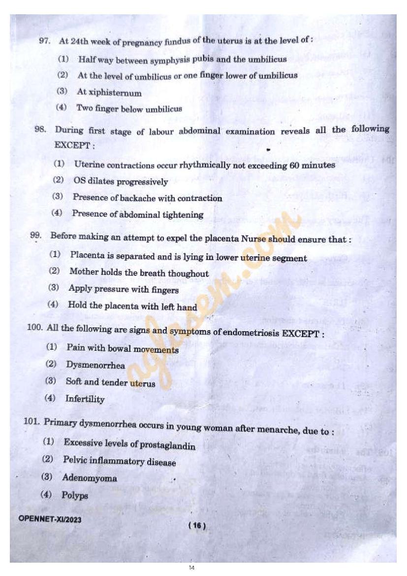 IGNOU Post Basic B Sc Nursing 2023 Question Paper PDF Download Here