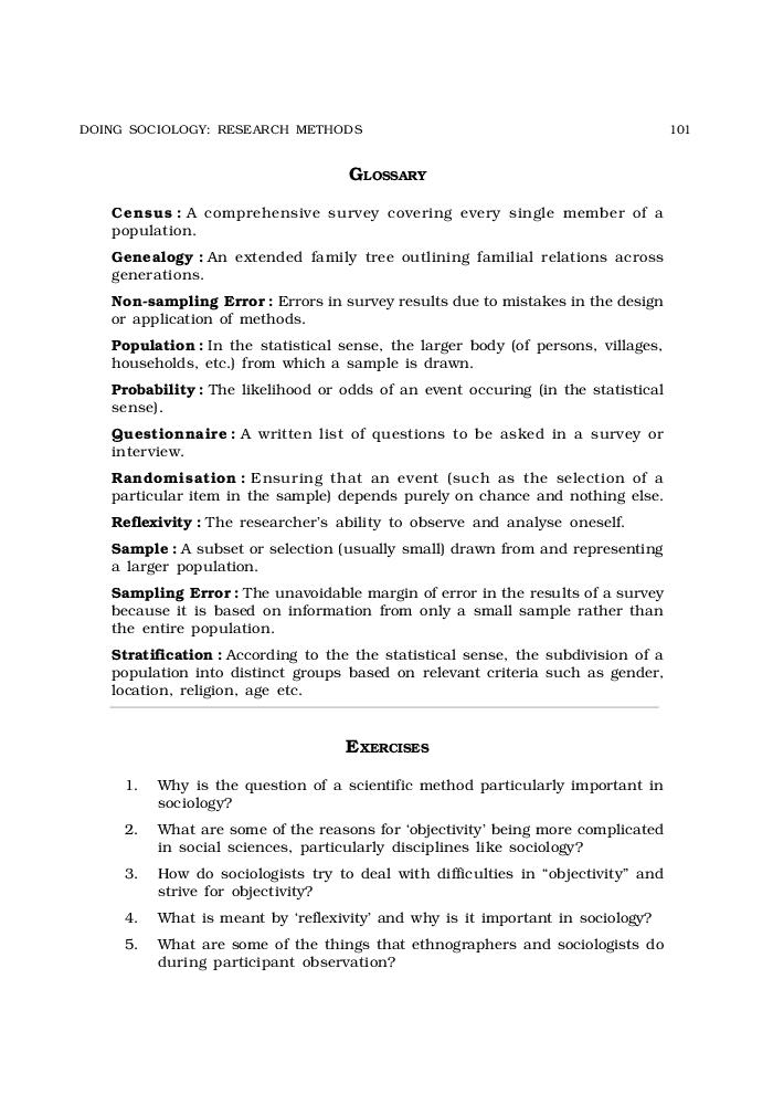 NCERT Book Class 11 Sociology Chapter 5 Doing Sociology Research