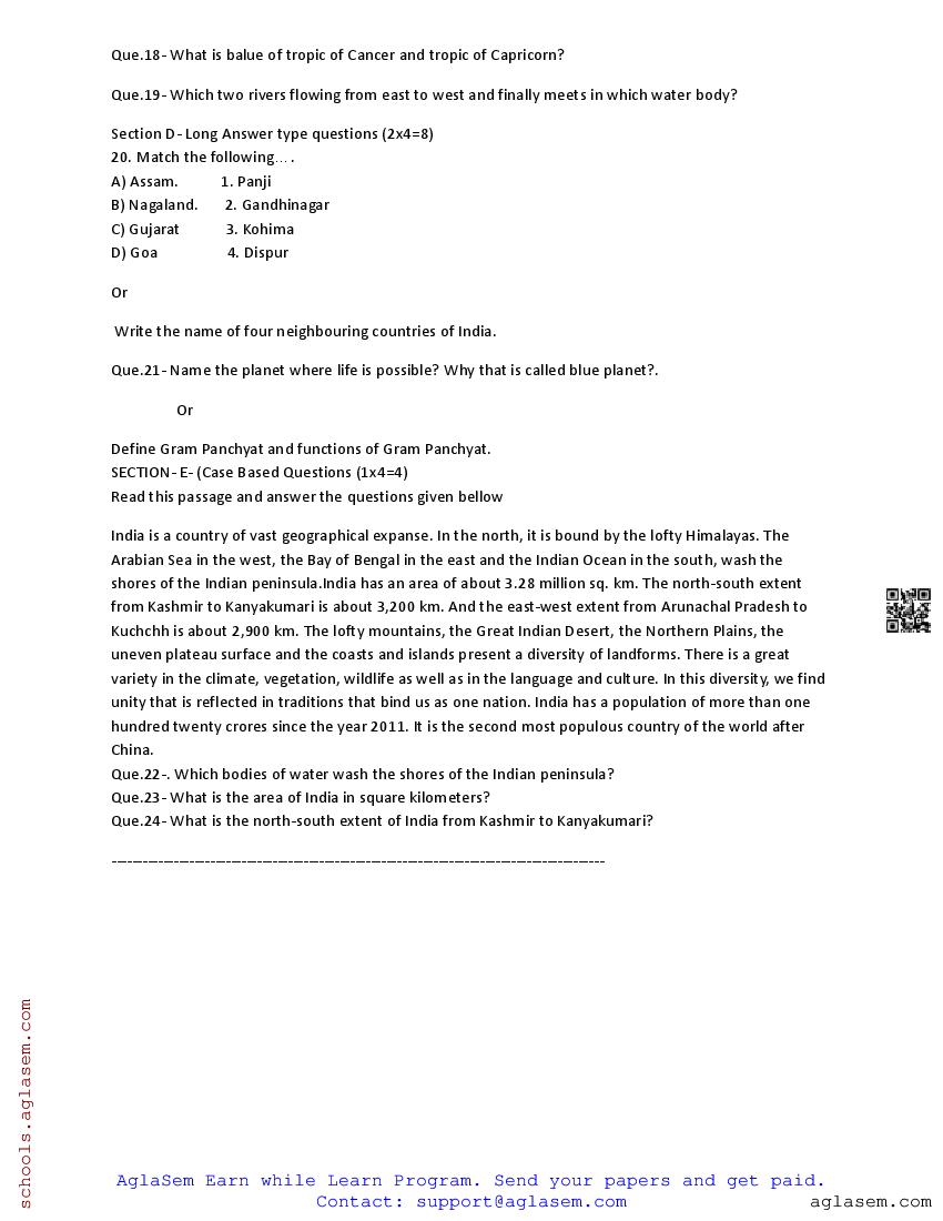 Class 6 PT 1 Question Paper Social Science 2024-25 | Download Periodic ...