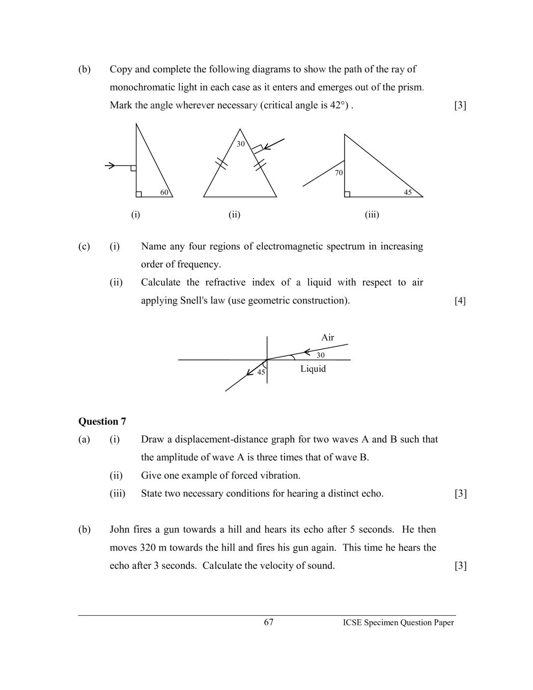 ICSE Class 10 Physics (Science Paper-1) Sample Paper 2022