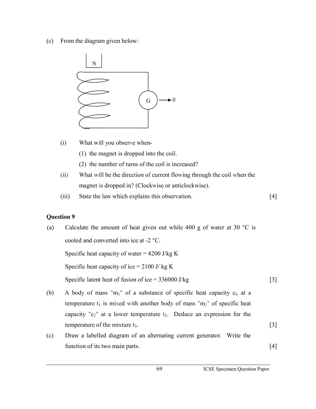 ICSE Class 10 Physics (Science Paper-1) Sample Paper 2022