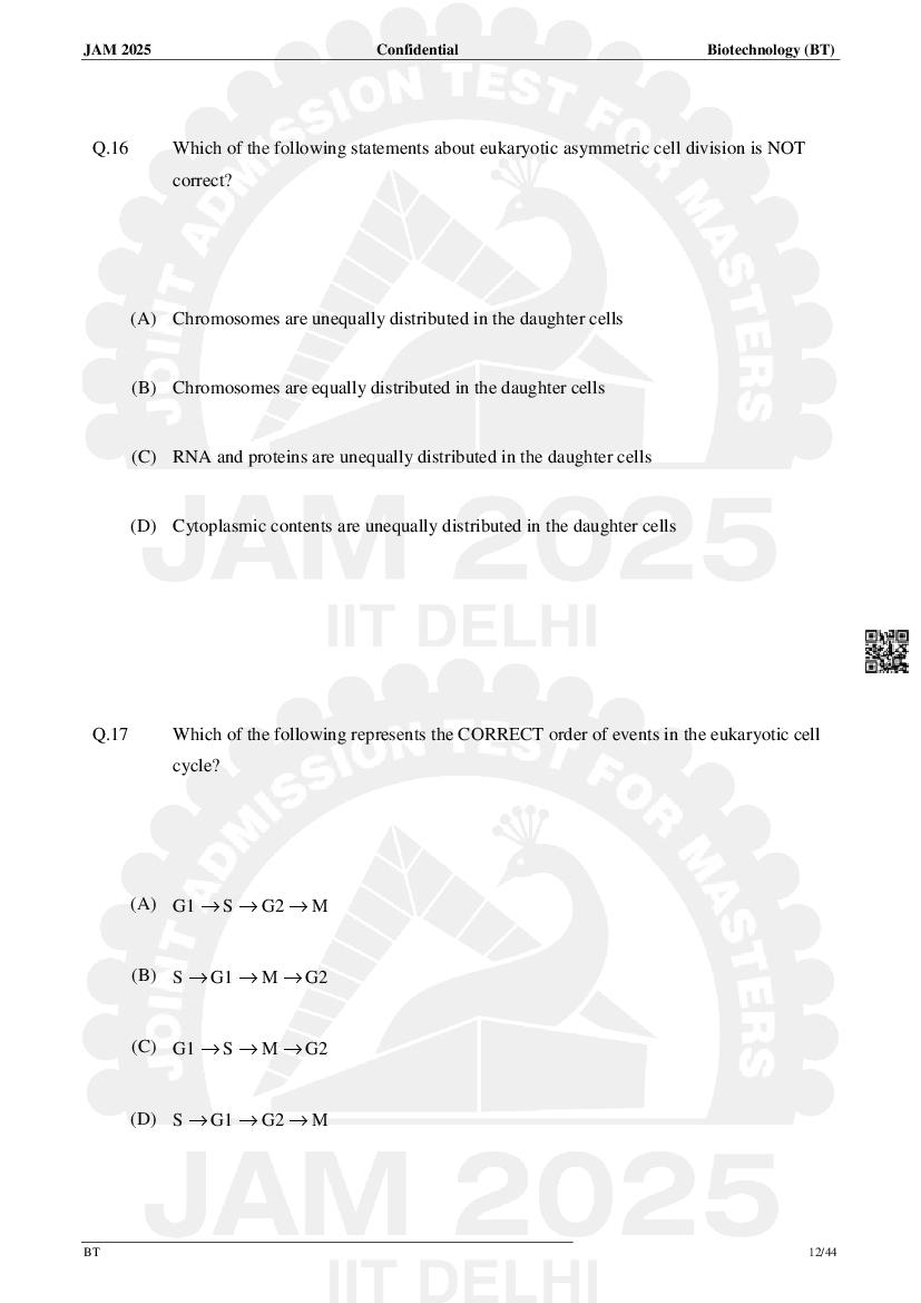 IIT JAM 2025 Question Paper with Answer Key: Download PDFs - AglaSem Admission