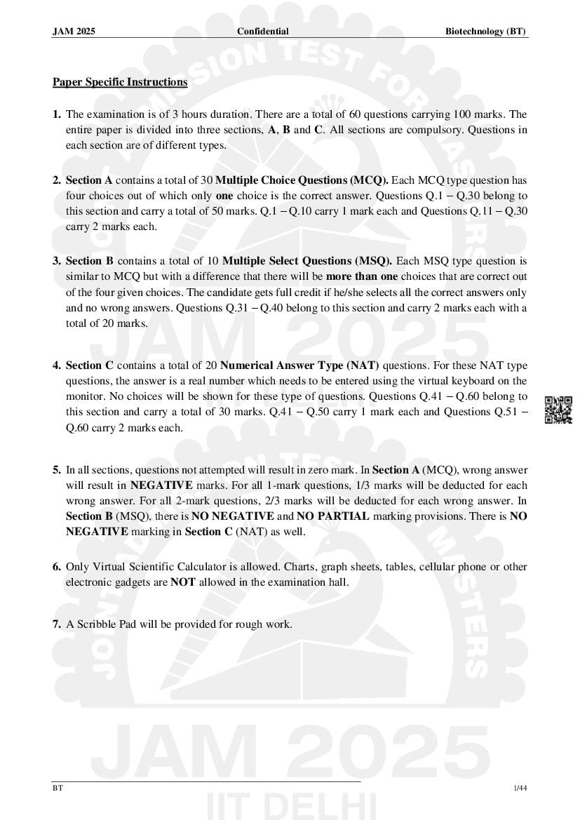 IIT JAM 2025 Question Paper with Answer Key: Download PDFs - AglaSem Admission