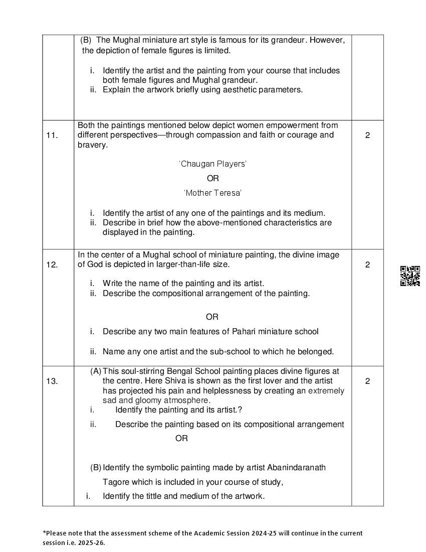 CBSE Class 12 Painting Sample Paper 2026 (Solved) PDF Download - AglaSem