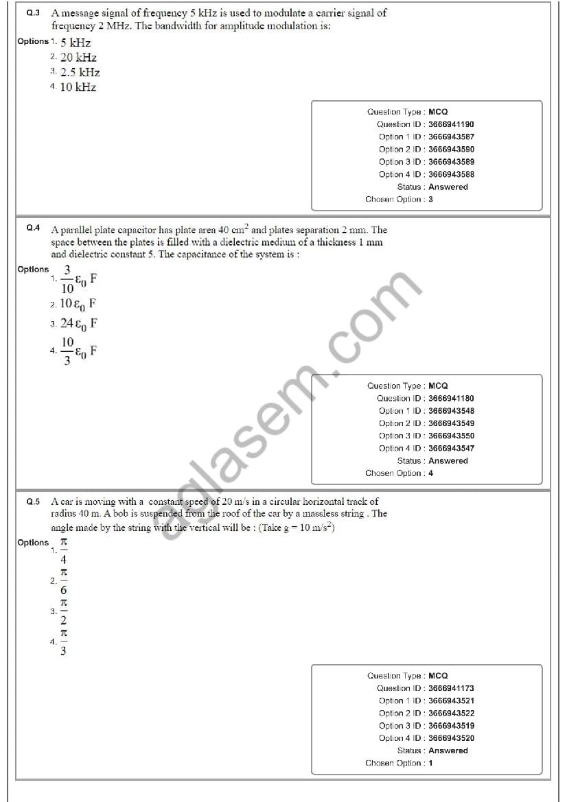JEE Main 25 January 2023 Question Paper with Answer Key (PDF) - Shift 1 ... JEE Main 25 January 2023 Question Paper with Answer Key (PDF) - Shift 1 ...