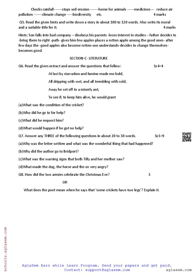 Class 8 PT 1 Question Paper English 2024-25 | Download Periodic Test 1 ...