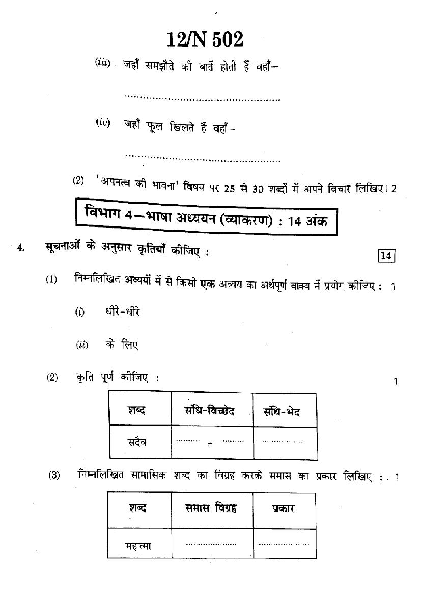 Maharashtra SSC Hindi Question Paper 2024 (PDF) - AglaSem