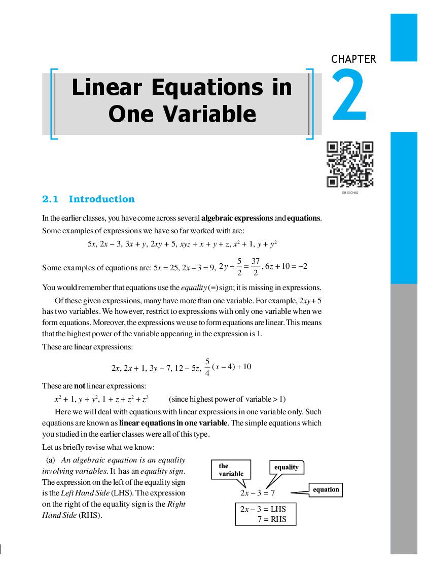 NCERT Book Class 8 Maths Chapter 2 Linear Equations In One Variable
