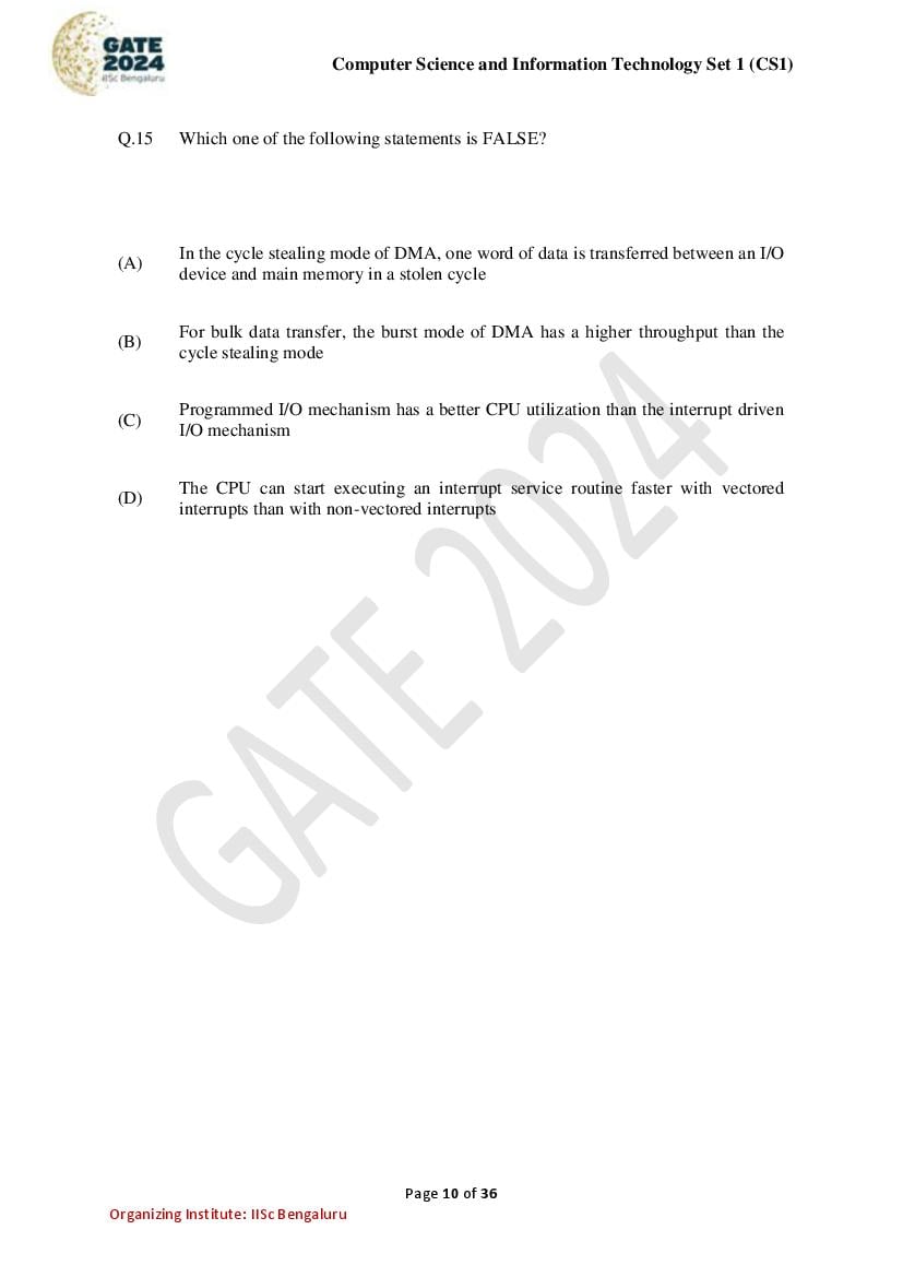 GATE 2024 Question Paper with Answers: PDF Download Now - AglaSem Admission