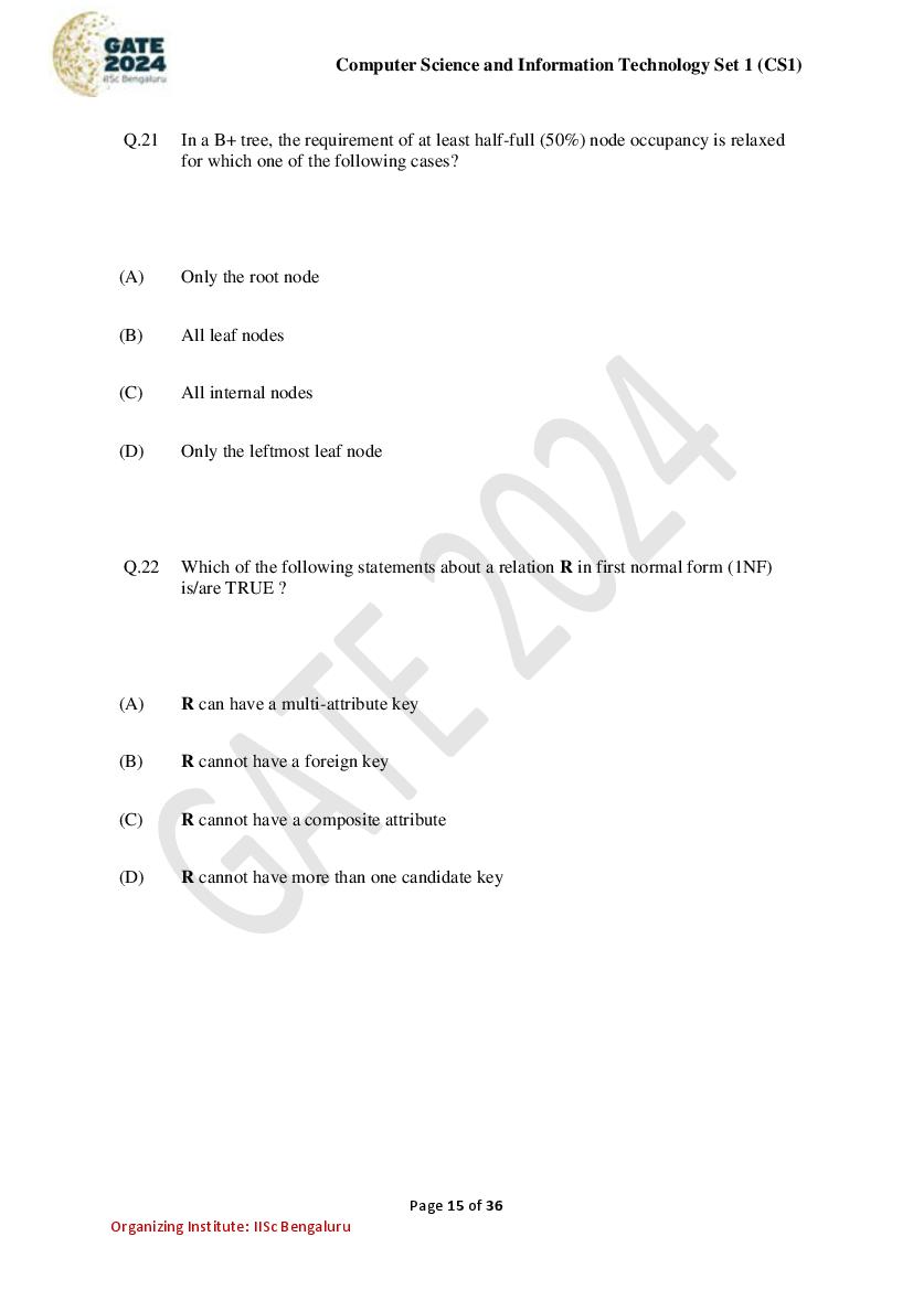 GATE 2024 Question Paper with Answers: PDF Download Now - AglaSem Admission