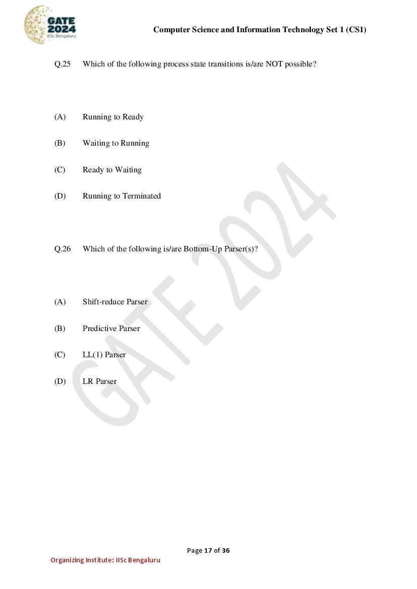 GATE 2024 Question Paper with Answers: PDF Download Now - AglaSem Admission