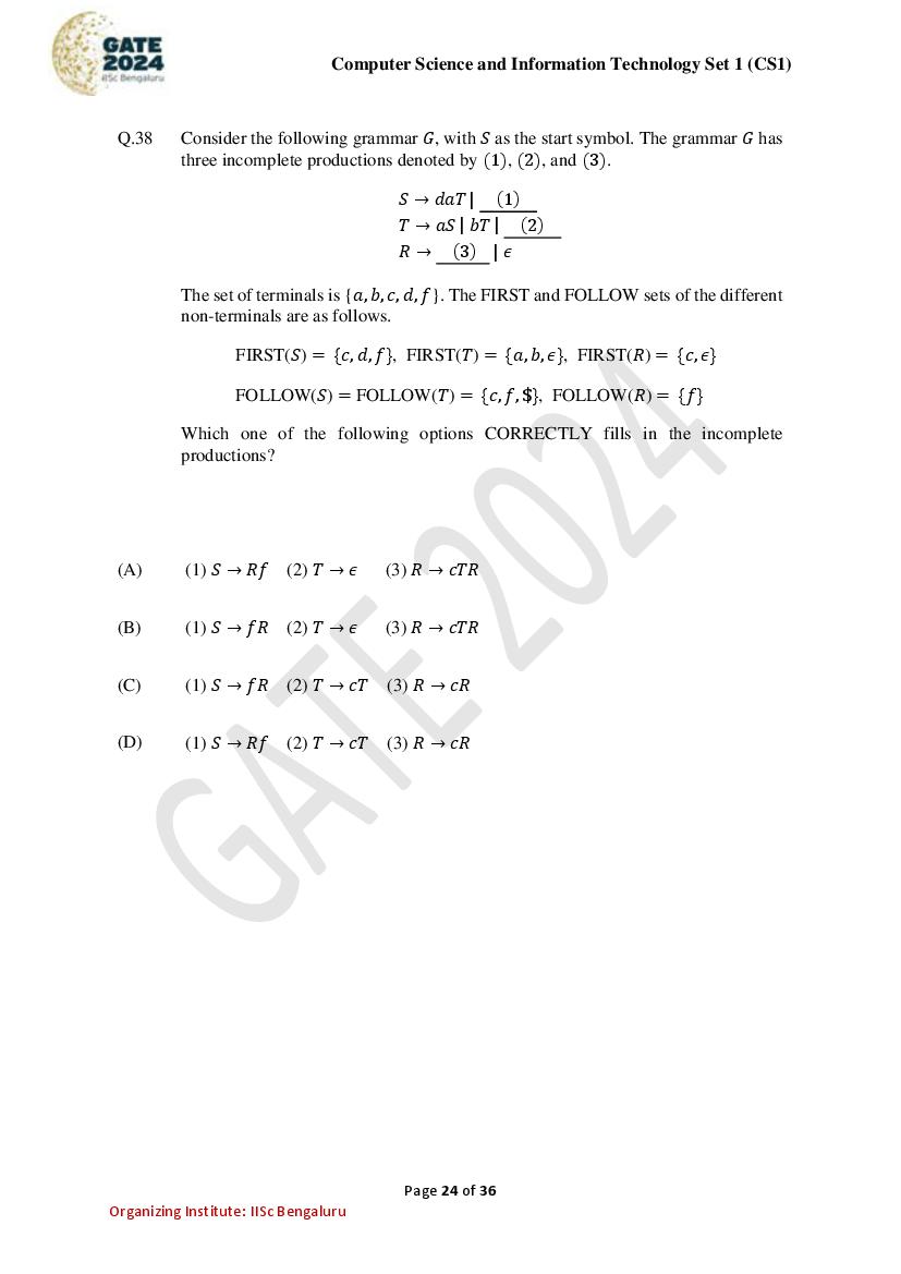 GATE 2024 Question Paper with Answers: PDF Download Now - AglaSem Admission