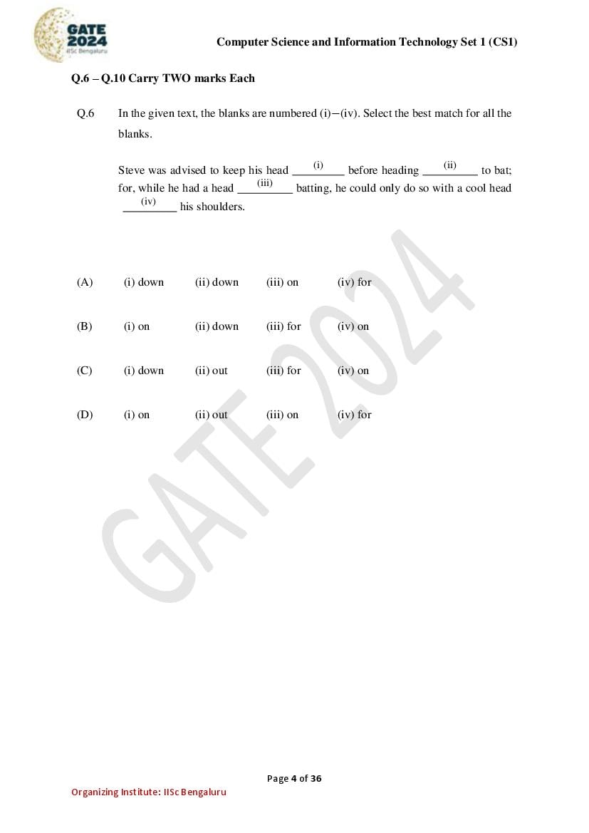 GATE 2024 Question Paper with Answers: PDF Download Now - AglaSem Admission