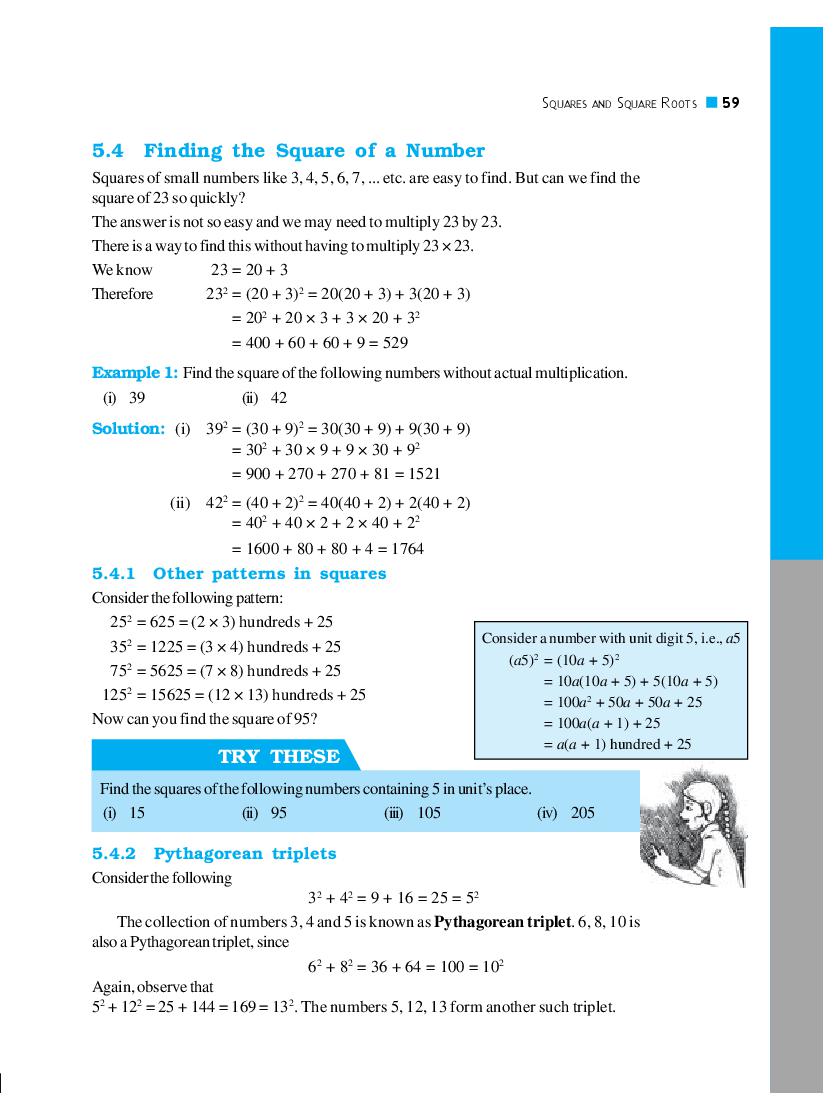NCERT Book Class 8 Maths Chapter 5 Squares And Square Roots PDF 