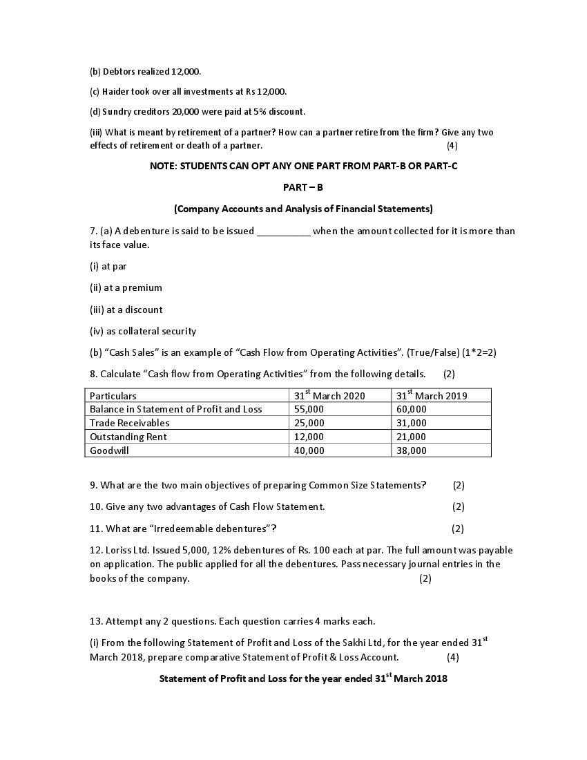 PSEB 12th Model Test Paper 2022 for Accountancy II | Sample Paper