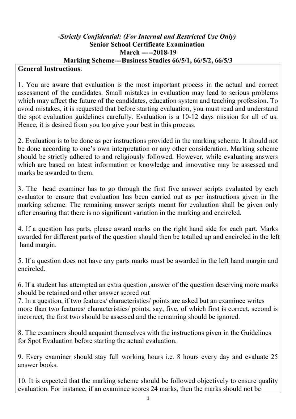 CBSE Class 12 Business Studies Question Paper 2019 Set 5 Solutions