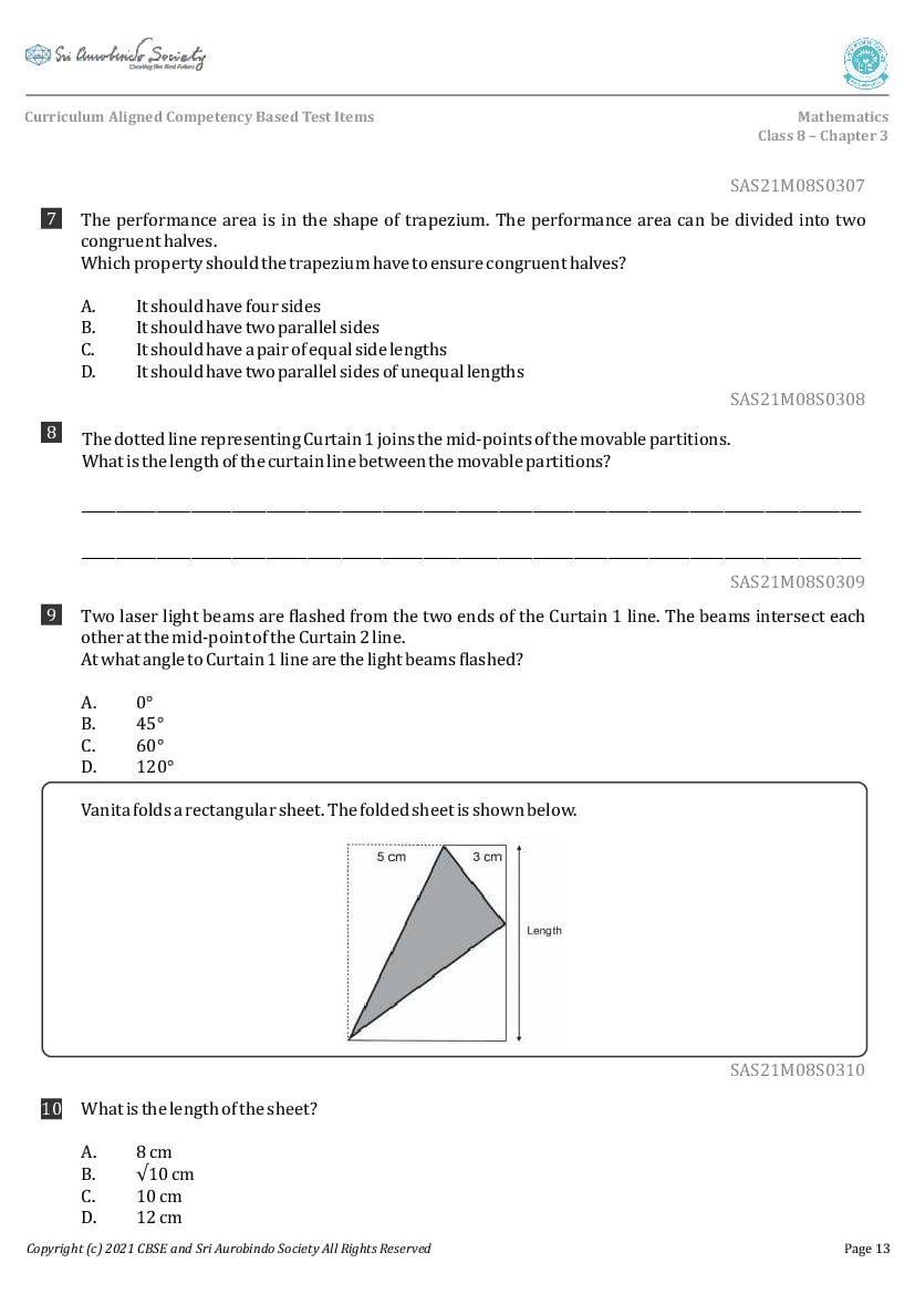 Class 8 Maths Competency Based Questions 2025 - Download PDF - AglaSem