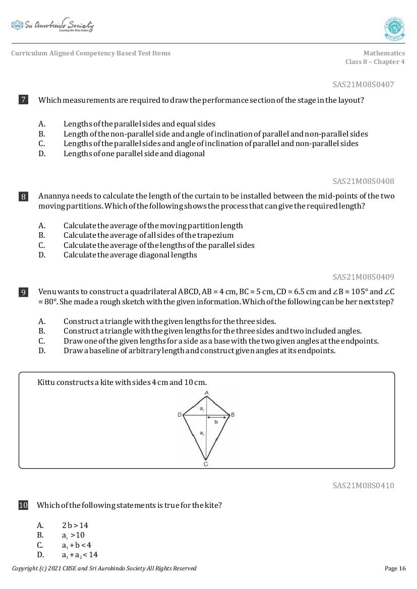 Class 8 Maths Competency Based Questions 2025 - Download PDF - AglaSem