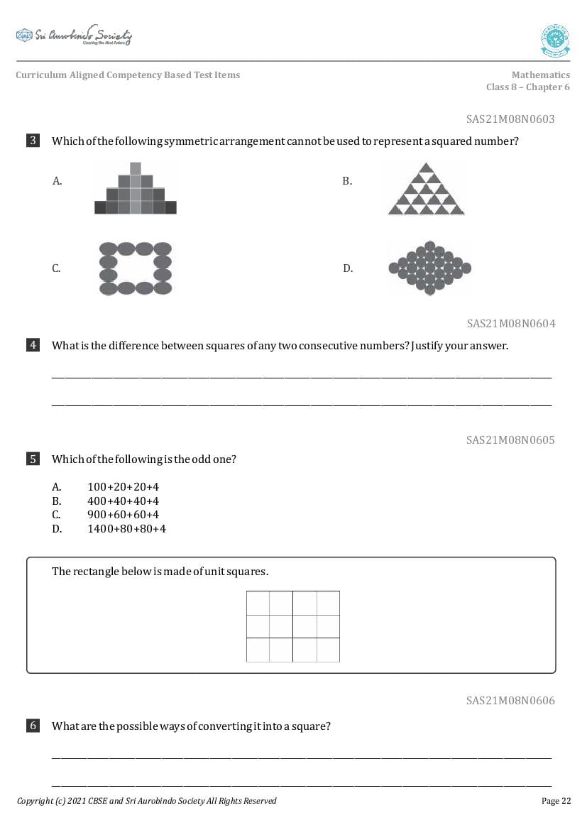 Class 8 Maths Competency Based Questions 2025 - Download PDF - AglaSem