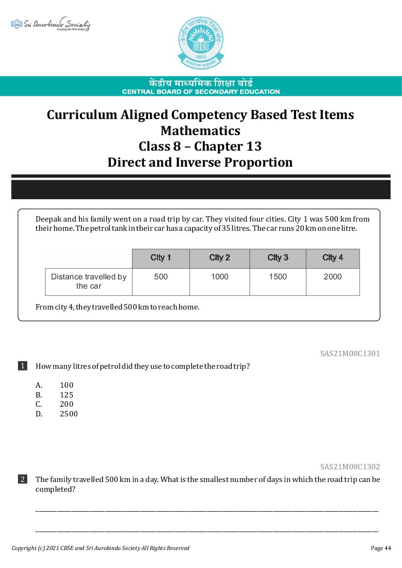 Class 8 Maths Competency Based Questions 2025 - Download PDF - AglaSem