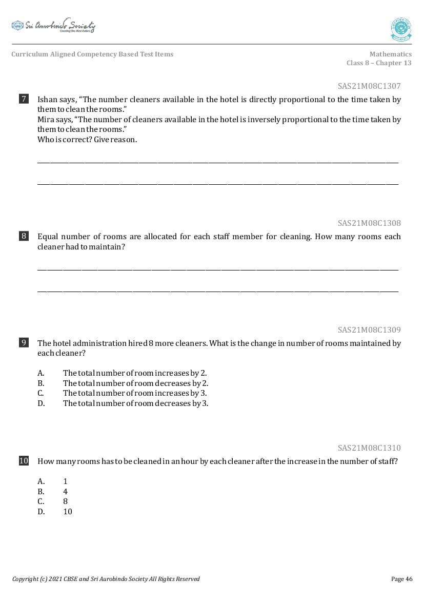 Class 8 Maths Competency Based Questions 2025 - Download PDF - AglaSem