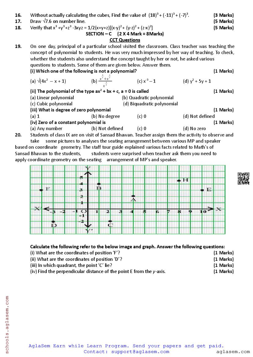 Class 9 PT 1 Question Paper Maths 2024-25 | Download Periodic Test 1 ...