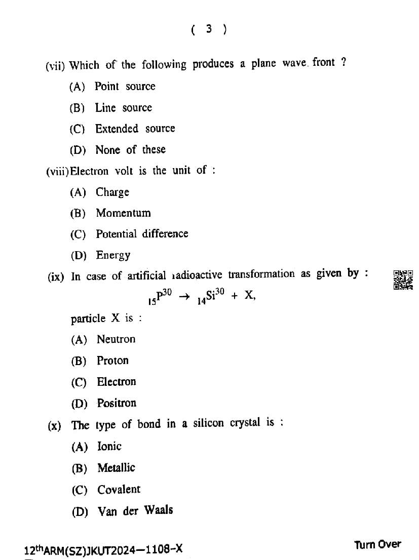 JKBOSE Class 12th Physics Question Paper (PDF) - 2024, 2023, 2022 - AglaSem