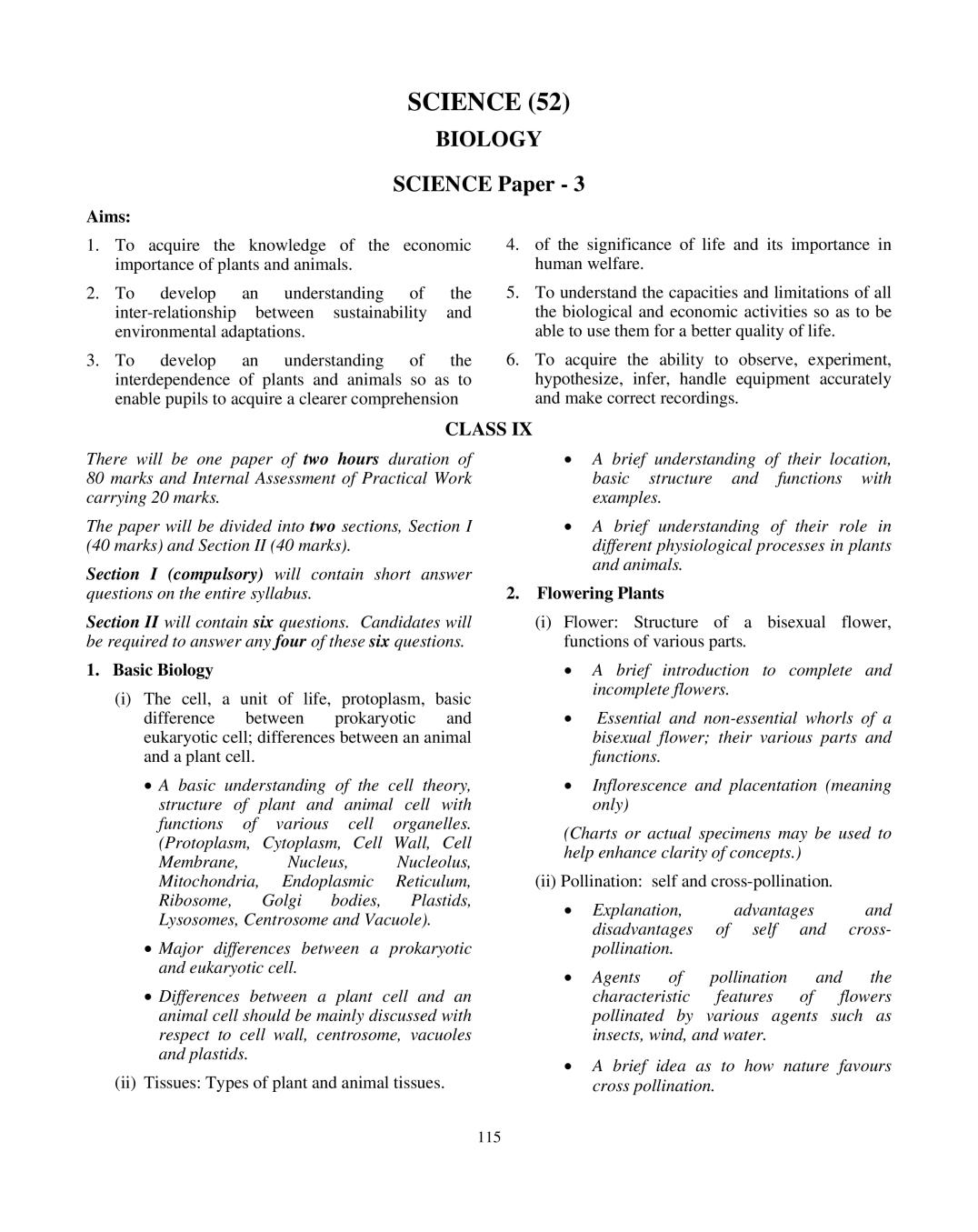 ICSE Class 10 Biology Syllabus 2021
