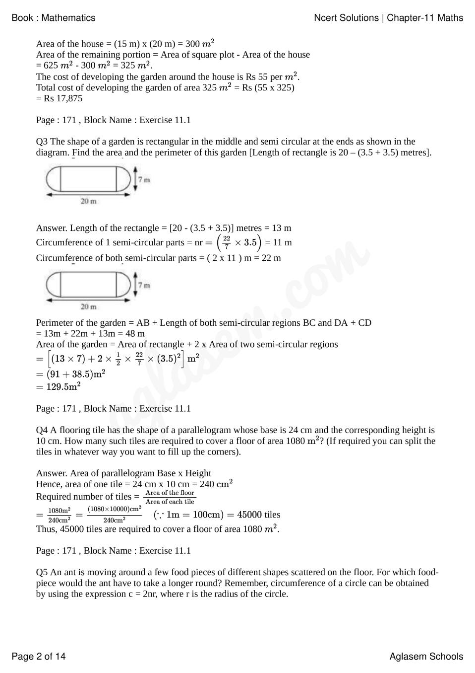 NCERT Solutions For Class 8 Maths Chapter 9 Mensuration PDF NCERT Solutions For Class 8 Maths Chapter 9 Mensuration PDF