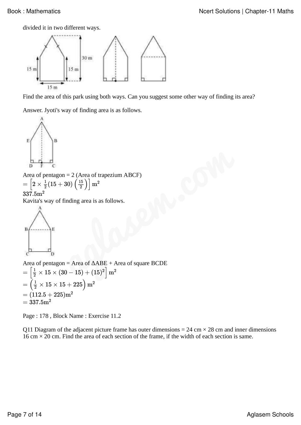 CBSE Class 8 Maths Chapter 11 Mensuration Solutions CBSE Study Group