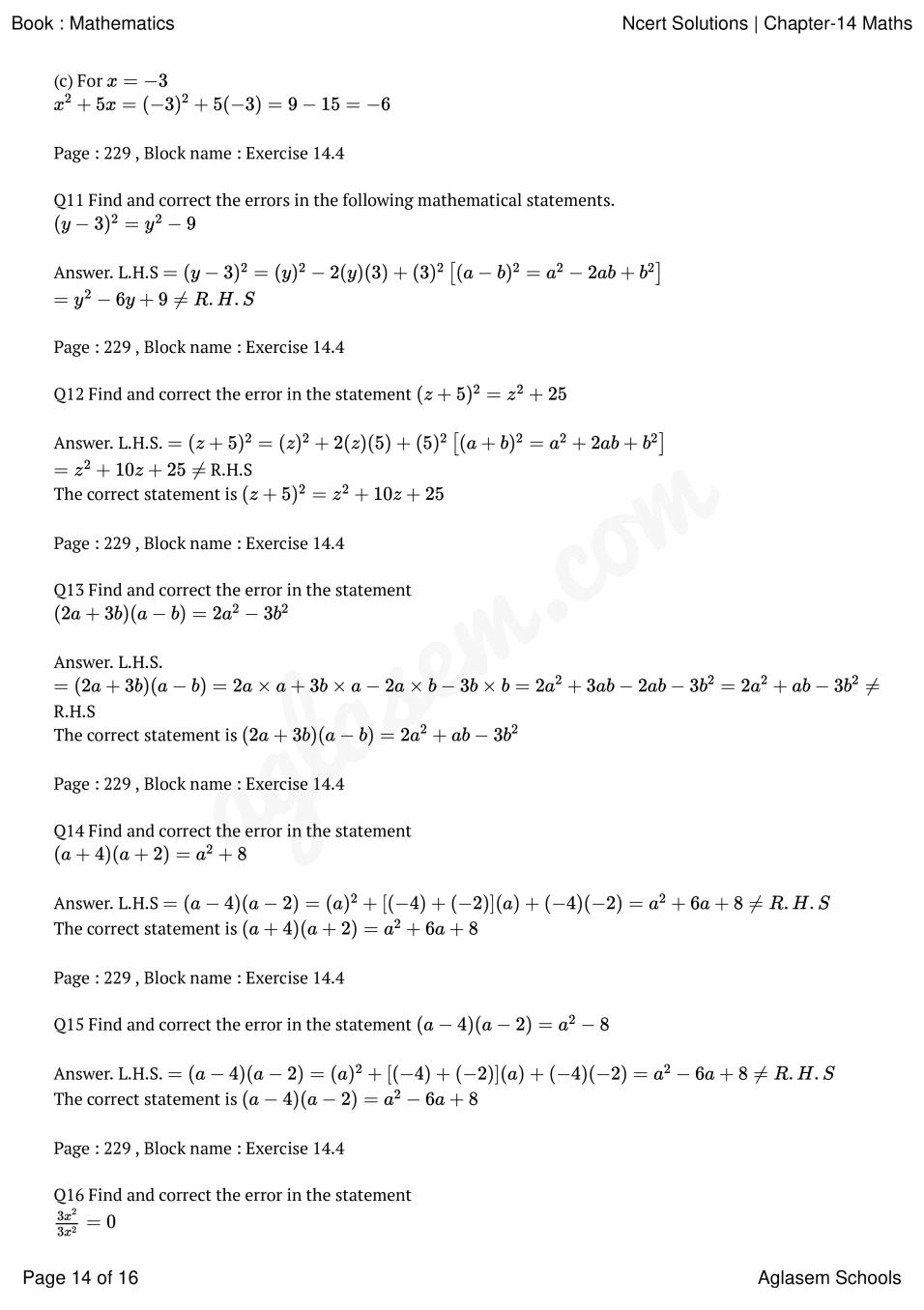 Ncert Solutions Class 8 Maths Chapter 14 Factorisation