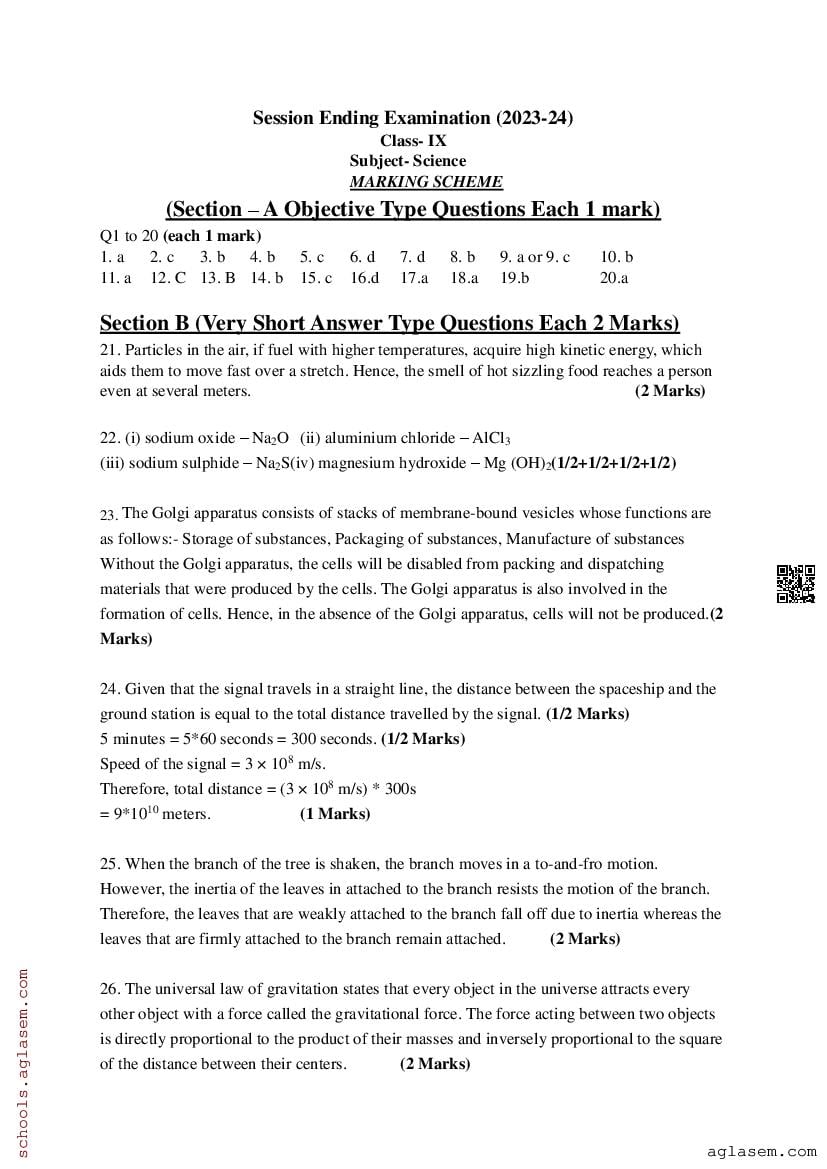 Class 9 Science Question Paper 2024 (PDF) - Download 9th Annual Exam ...