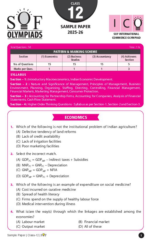 SOF ICO Sample Paper 2026 Class 12