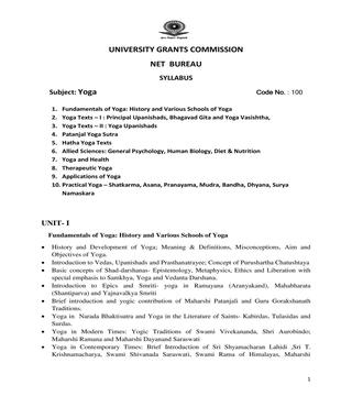 UGC NET Syllabus for Yoga 2020